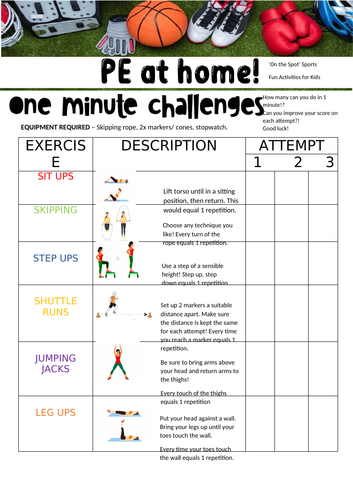Teach at home - Fun PE Worksheets | Teaching Resources