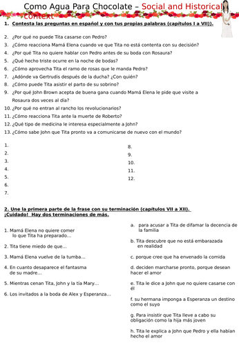 Como Agua Para Chocolate - Chapter Summaries | Teaching Resources