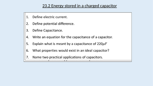 A level Physics (23.2) Energy stored in a charged capacitor (Capacitors ...