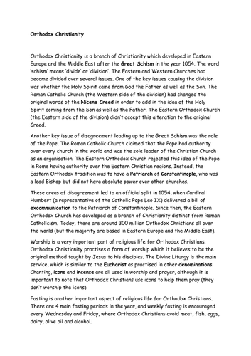 Orthodox Christianity | Teaching Resources