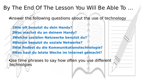 German GCSE speaking preparation on technology in everyday life ...
