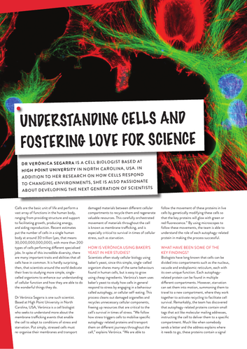 Understanding cells and fostering love for science | Teaching Resources