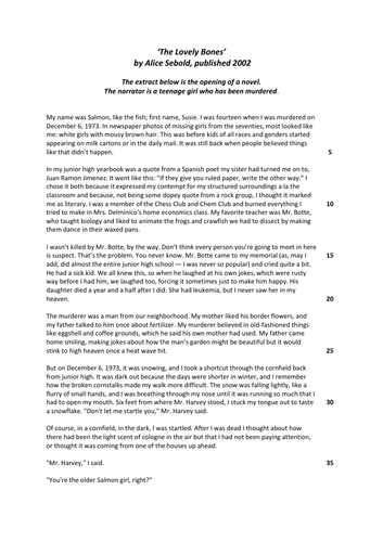 GCSE English Language Paper 1 Lesson - The Lovely Bones. | Teaching ...