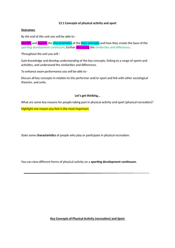 Chapter 13.1 AQA A-Level PE | Teaching Resources