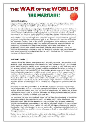 The War of the Worlds - Description of the Martians! | Teaching Resources