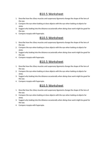 AQA GCSE Biology (9-1) B10.6 Common problems of the eye FULL LESSON ...