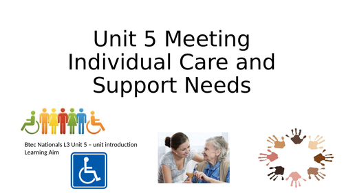 U5 - Meeting individual care & support needs Lessons for Learning Aim A ...