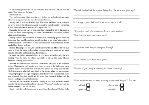 Holes by Louis Sachar guided reading comprehension | Teaching Resources