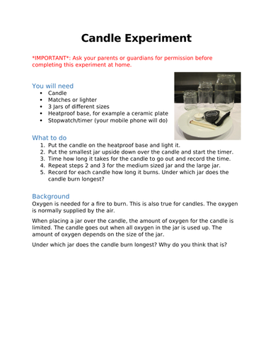 Candle Experiment | Teaching Resources