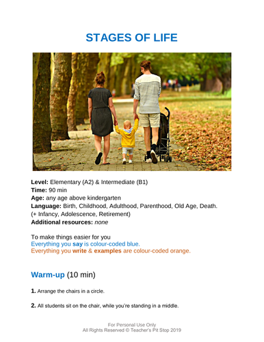 ESL Lesson - STAGES OF LIFE | Teaching Resources