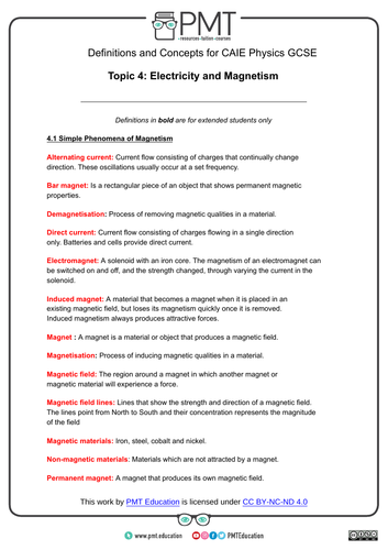 CAIE GCSE Physics Definitions | Teaching Resources CAIE GCSE Physics Definitions | Teaching Resources