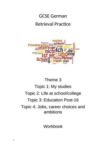 Revision/Retrieval Workbook GCSE German School Life and Careers ...