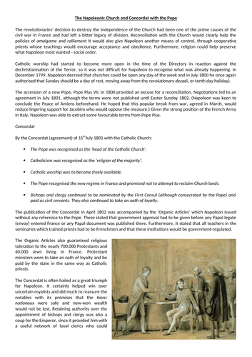 Napoleon's Concordat with the Church, 1801 | Teaching Resources