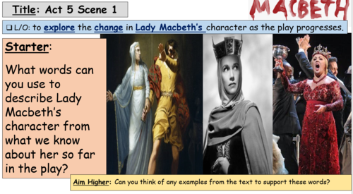 Lady Macbeth Act 5 Scene 1 Macbeth | Teaching Resources