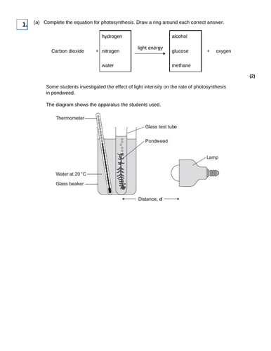 AQA GCSE Biology (9-1) B8.2 The rate of photosynthesis + Required ...