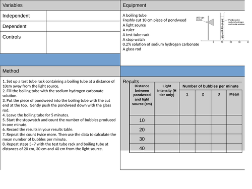 AQA GCSE Biology (9-1) B8.2 The rate of photosynthesis + Required ...