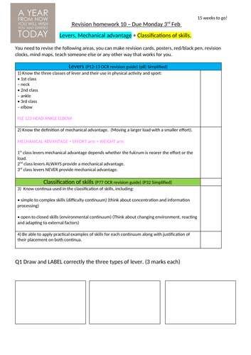 OCR GCSE PE flipped learning, homework, starters revision quizzes ...