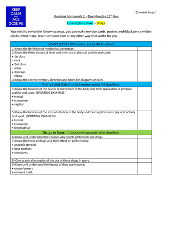 OCR GCSE PE flipped learning, homework, starters revision quizzes ...