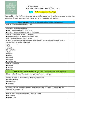 OCR GCSE PE flipped learning, homework, starters revision quizzes ...