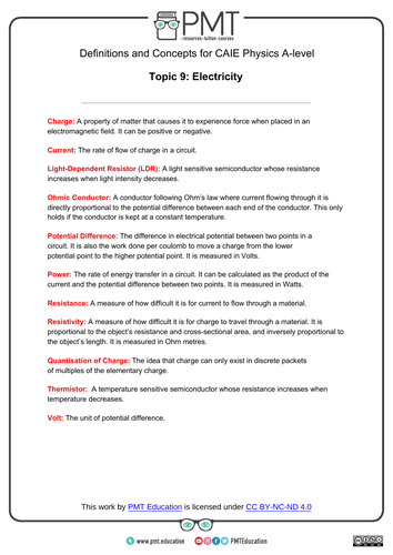 CAIE A-level Physics Definitions | Teaching Resources CAIE A-level Physics Definitions | Teaching Resources