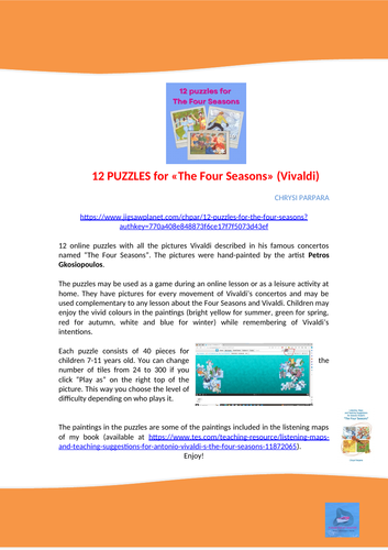 12 PUZZLES for «The Four Seasons» | Teaching Resources