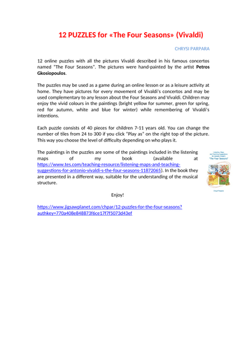 12 PUZZLES for «The Four Seasons» | Teaching Resources