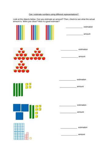 Estimating numbers using different representations, including number ...
