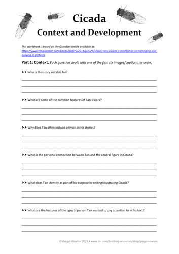 Cicada ~ Shaun Tan ~ Worksheet set | Teaching Resources