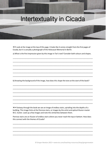 Cicada ~ Shaun Tan ~ Worksheet set | Teaching Resources