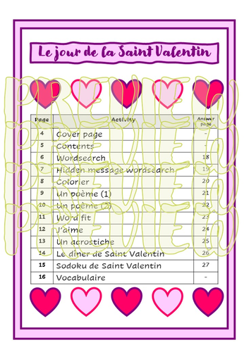 French Valentine's Day Year 8 La Saint Valentin | Teaching Resources
