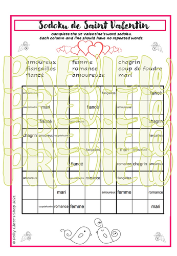 French Valentine's Day Year 8 La Saint Valentin | Teaching Resources