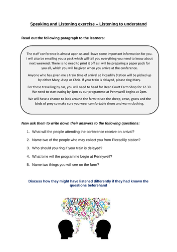 Listening exercise - SPL | Teaching Resources