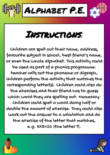 Alphabet P.E. Fitness | Teaching Resources