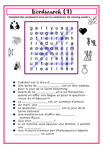 French Valentine's Day Year 10 La Saint Valentin | Teaching Resources