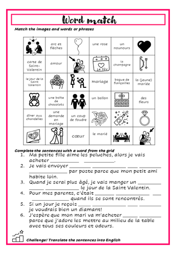 French Valentine's Day Year 10 La Saint Valentin | Teaching Resources