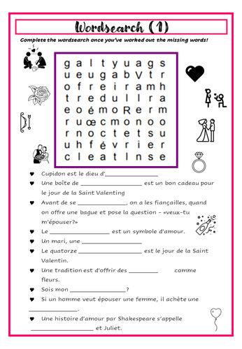 French Valentine's Day Year 10 La Saint Valentin | Teaching Resources