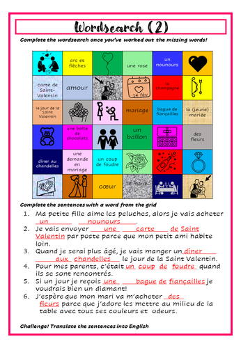French Valentine's Day Year 10 La Saint Valentin | Teaching Resources
