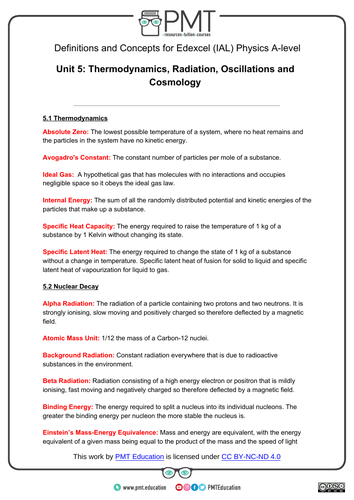 Edexcel IAL Physics Definitions | Teaching Resources Edexcel IAL Physics Definitions | Teaching Resources