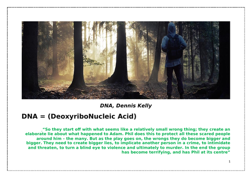 GCSE DRAMA REVISION GUIDE - DNA- DENNIS KELLY | Teaching Resources