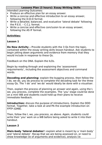 Politics Essay Writing Skills (Edexcel) | Teaching Resources