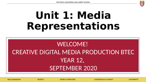BTEC Creative Digital Media Production. Unit 1 Representation ...