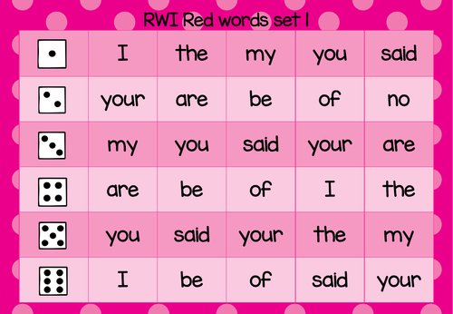 Roll and Read Read Write Inc - RWI Red word board games for phonics ...