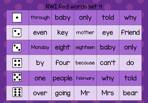 Roll and Read Read Write Inc - RWI Red word board games for phonics ...