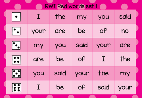Roll and Read Read Write Inc - RWI Red word board games for phonics ...