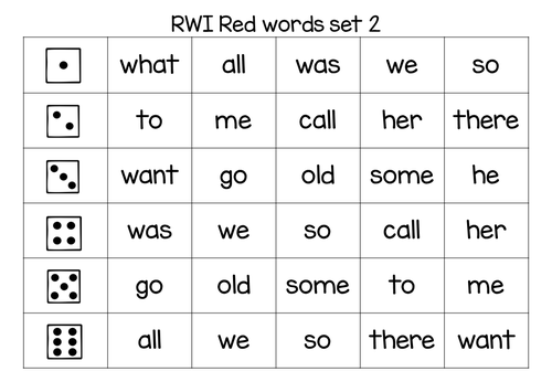 Roll and Read Read Write Inc - RWI Red word board games for phonics ...