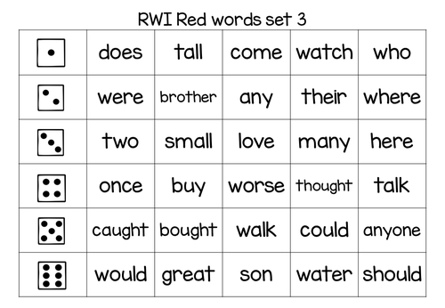 Roll and Read Read Write Inc - RWI Red word board games for phonics ...