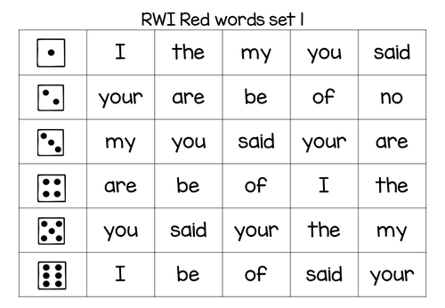 Roll and Read Read Write Inc - RWI Red word board games for phonics ...
