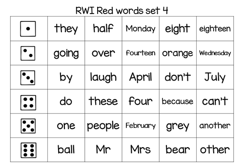 Roll and Read Read Write Inc - RWI Red word board games for phonics ...