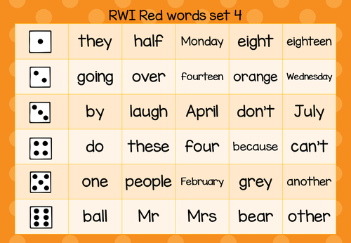 Roll and Read Read Write Inc - RWI Red word board games for phonics ...