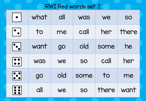 Roll and Read Read Write Inc - RWI Red word board games for phonics ...